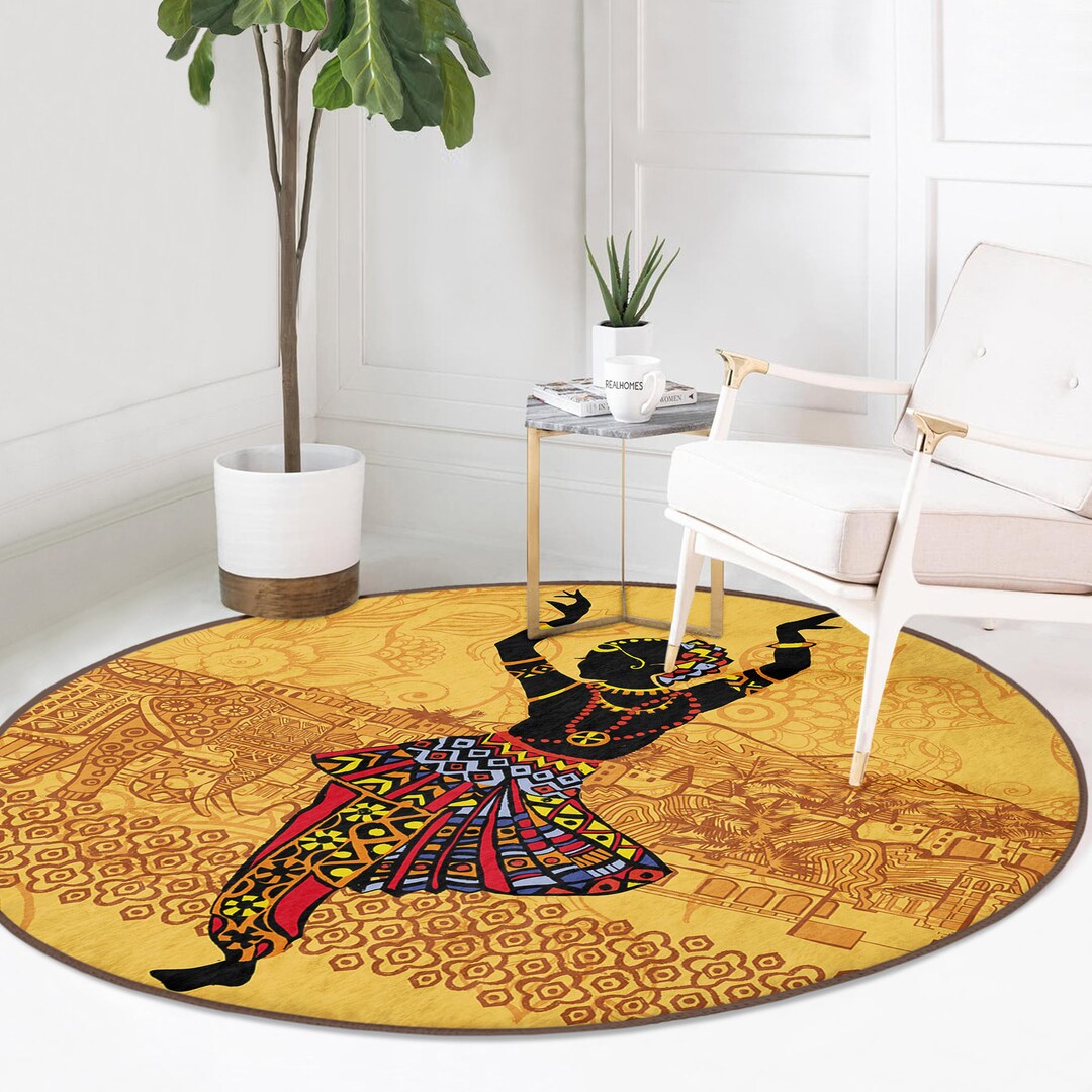 African Ethnic Carpet|non-slip African Woman Carpet|traditional Round ...