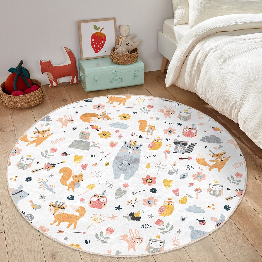 Happy Animals Digital Printed Non-slip Carpet|washable Kid's Rug ...