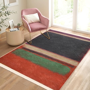 Red and Green Rug|modern Art Living Room Rug|abstract Rug|watercolor ...