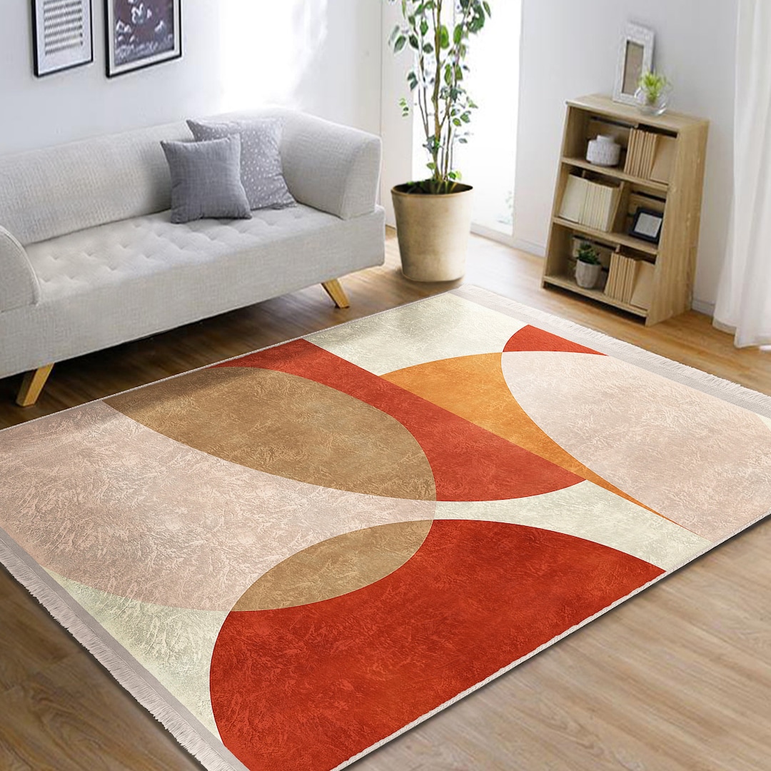 Living Room Orange Rug|abstract Pink Area Rug|anti-slip Modern Dining ...