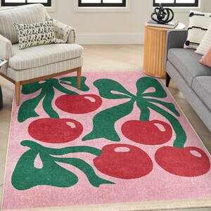 Fruit Rug|cherry Rug|cherry Art Carpet|non-slip Rugs|pink Kitchen Rug ...