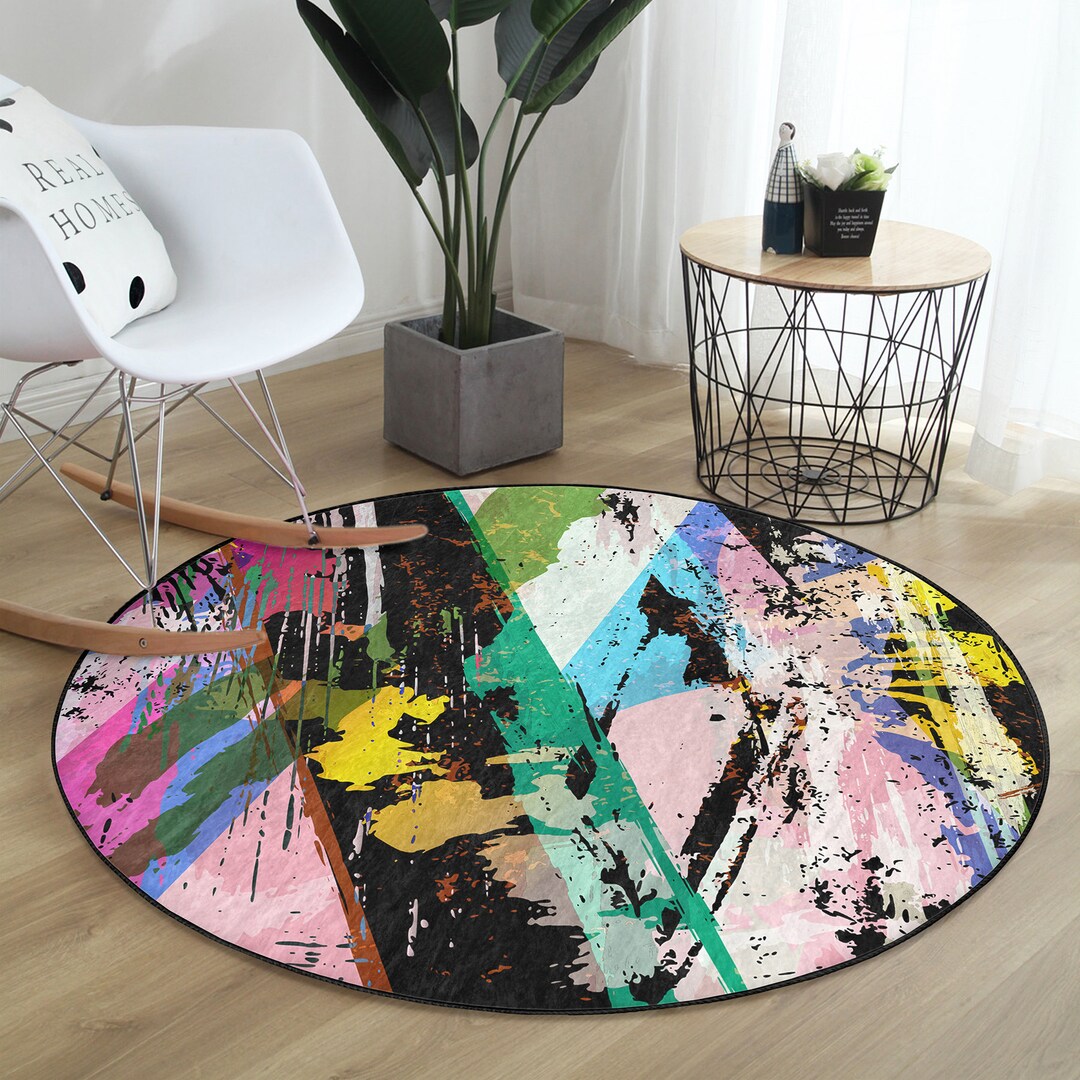 Modern Art Yoga Mat|black Background Living Room Rug|bestselling ...