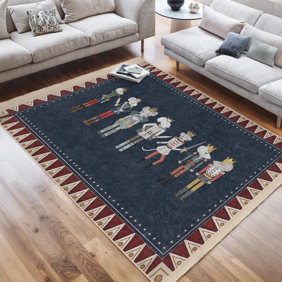 Blue Tin Soldier Rug|nutcracker Rug|christmas Gift|washable Rectangle ...