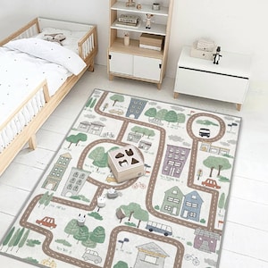 Nursery Road Play Mat|playroom Rug|rectangle Traffic Play Mat|soft Road ...
