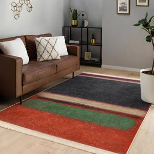 Red and Green Rug|modern Art Living Room Rug|abstract Rug|watercolor ...