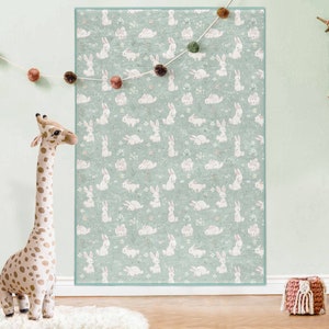 Bunny in the Forest Green Baby Room Rug|bestselling Kids Room Rugs ...