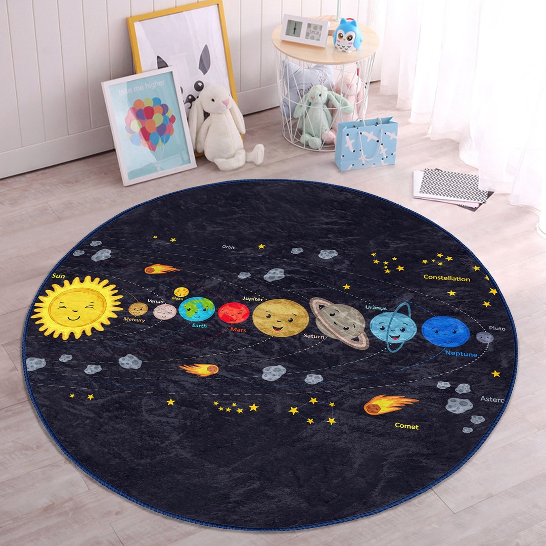 Magical Planets Kid's Rug|planets Digital Print Carpet|planet Pattern ...