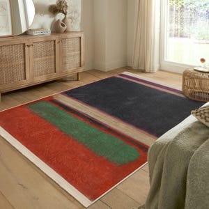 Red and Green Rug|modern Art Living Room Rug|abstract Rug|watercolor ...