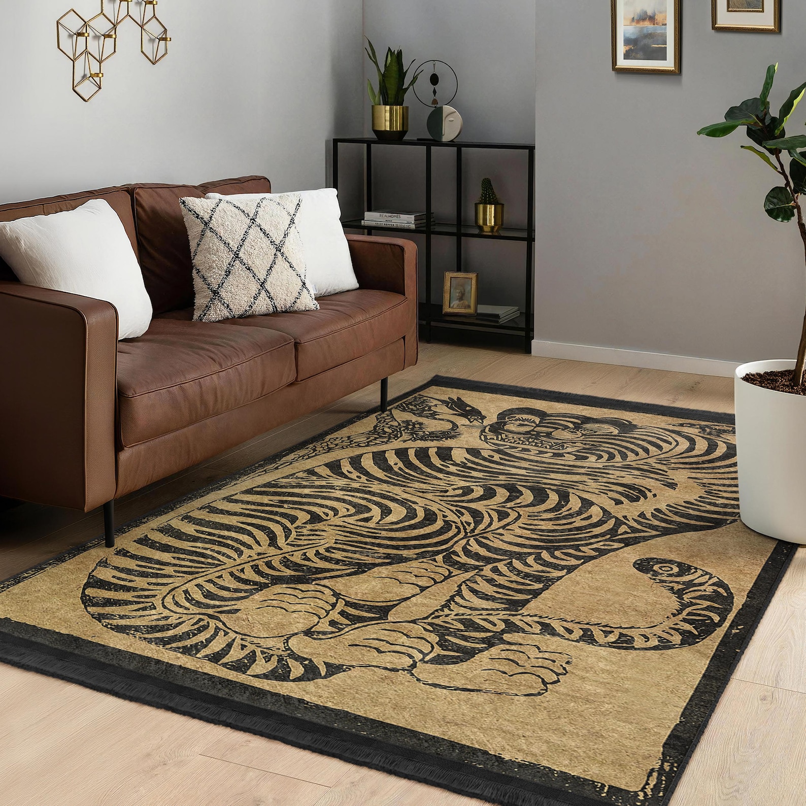 Black Tiger Rug|living Room Carpets|non-slip Rugs|kitchen Rug|area Rug ...