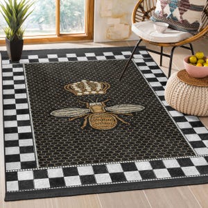 Bee Rug|checkered Runner|black and White Rugs|non-slip Rugs|washable ...