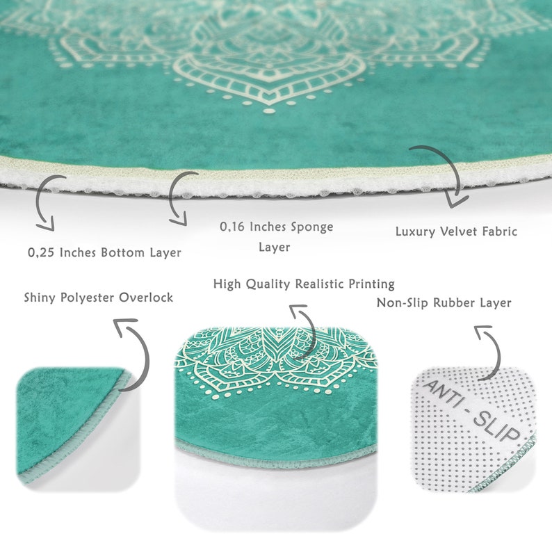 Green Washable Yoga Mat|mandala Pattern Meditation Mats|living Room ...