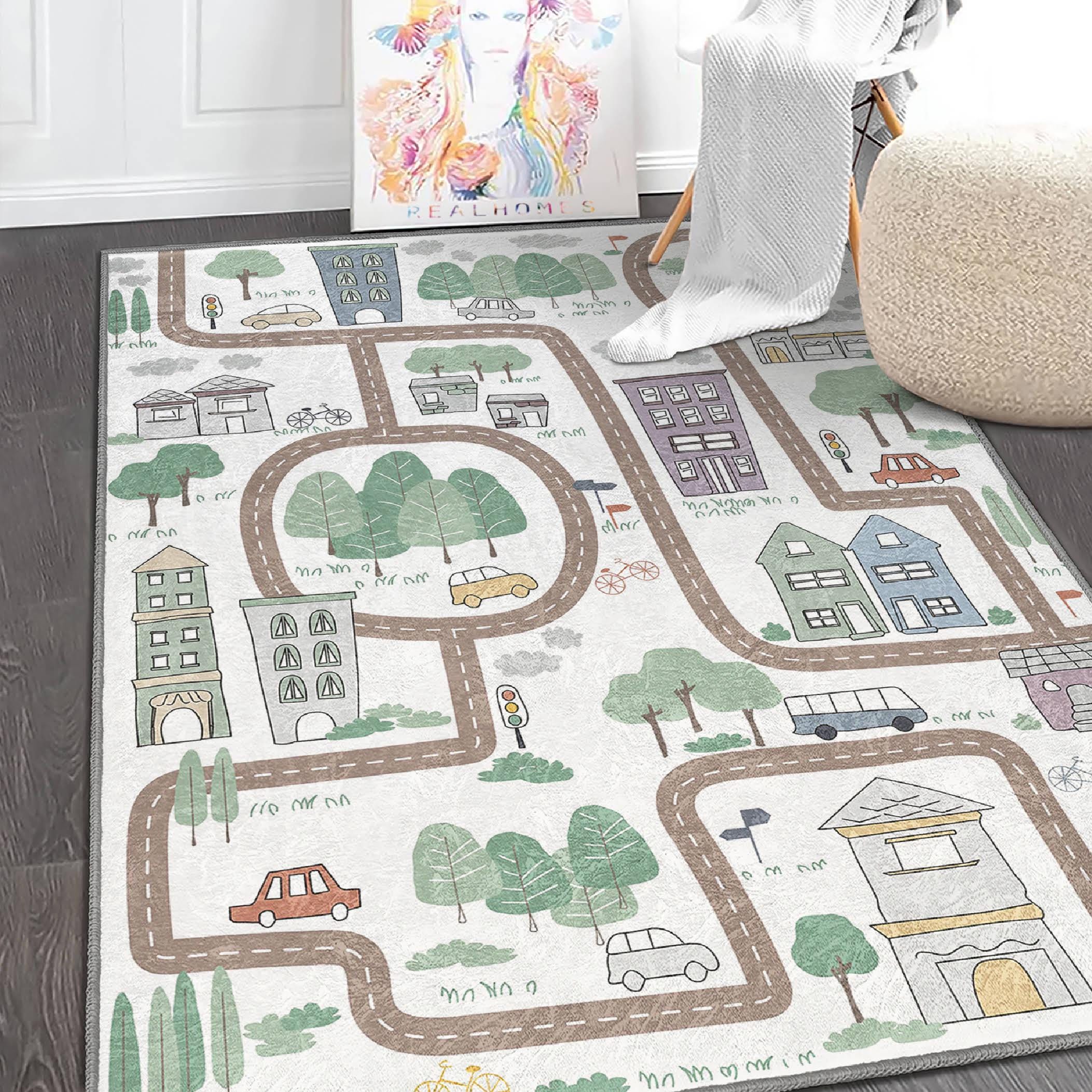 Nursery Road Play Mat|playroom Rug|rectangle Traffic Play Mat|soft Road ...
