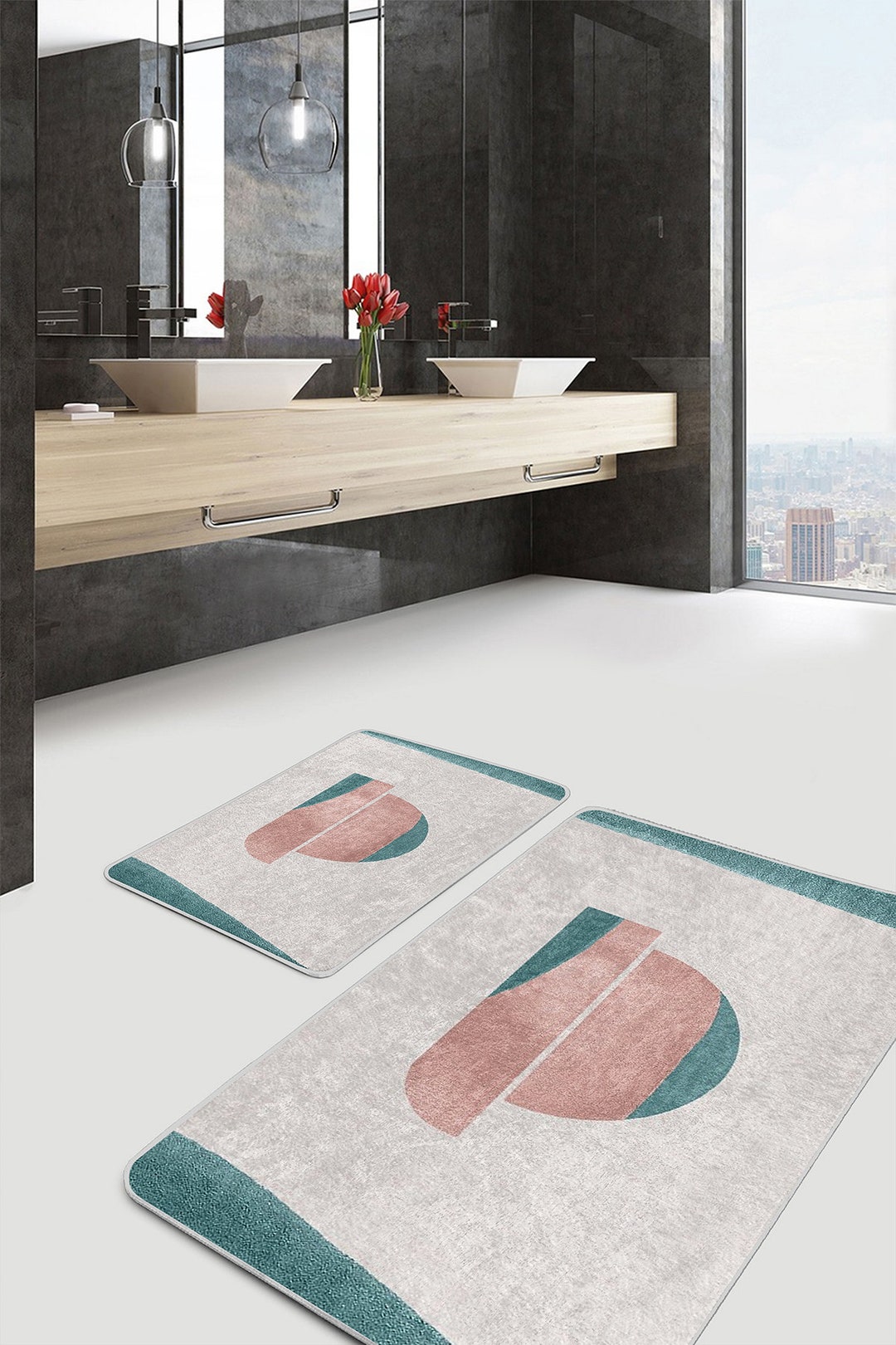 Abstract Sunset Bath Mat|anti-slip Bathroom Rug|bathroom Decor|washable ...