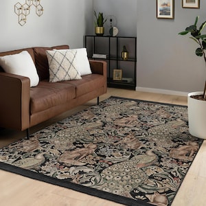 William Morris Peacock Rug|rabbit Wolf Peacock Rugs|washable Rectangle ...