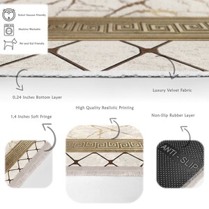 Beige and Gold Living Room Carpet|marble Pattern Area Rug|anti-slip ...