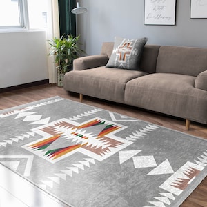 Aztec Print Gray Area Rug|authentic Large Living Room Carpets|machine ...