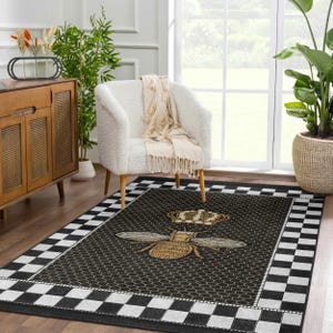 Bee Rug|checkered Runner|black and White Rugs|non-slip Rugs|washable ...
