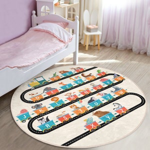 Educational Train Wagons Children's Rug|colorful Baby Mat|handmade ...