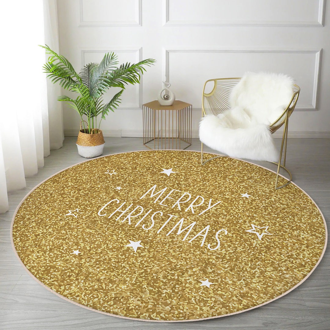 Mery Christmas Rugs|gold Glitter Area Rugs|handmade Christmas Rug ...