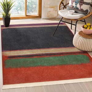 Red and Green Rug|modern Art Living Room Rug|abstract Rug|watercolor ...