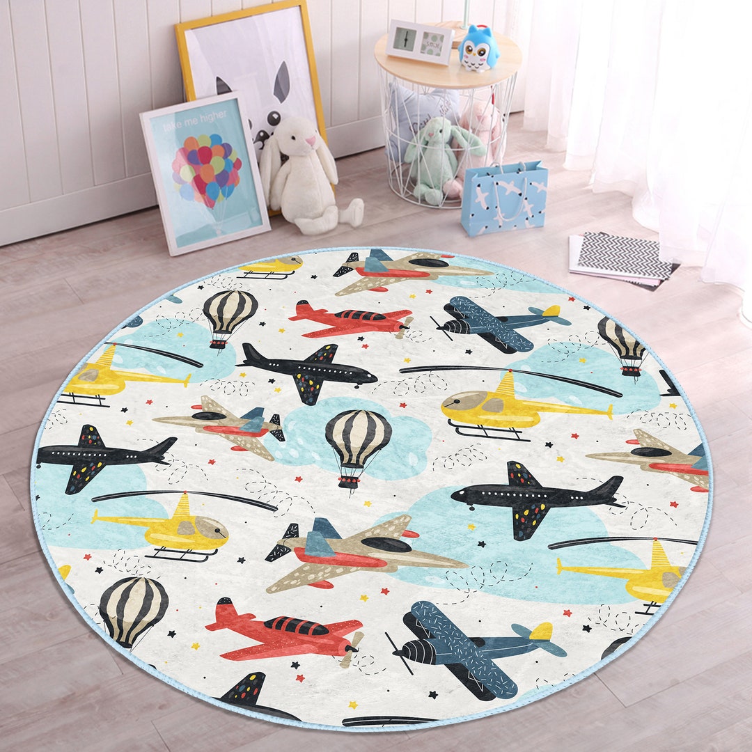 Colorful Kid's Rug|airplane Pattern Non-slip Mat|nursery Rugs|cute ...