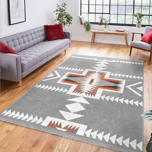 Aztec Print Gray Area Rug|authentic Large Living Room Carpets|machine ...