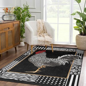 Country Rooster Rug |area Rug|anti-slip Rug|washable Rugs|farmhouse ...