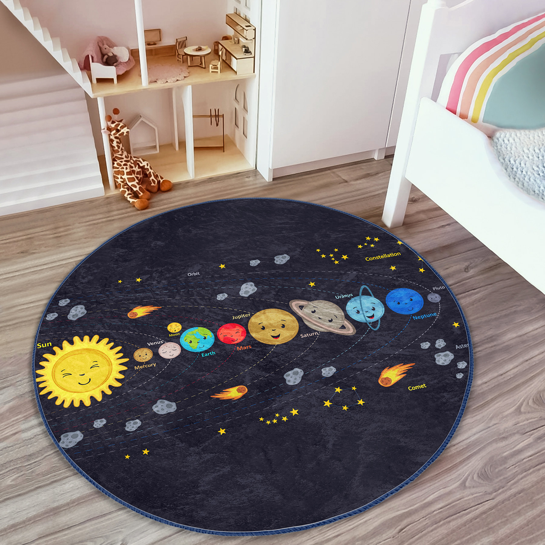 Magical Planets Kid's Rug|planets Digital Print Carpet|planet Pattern ...