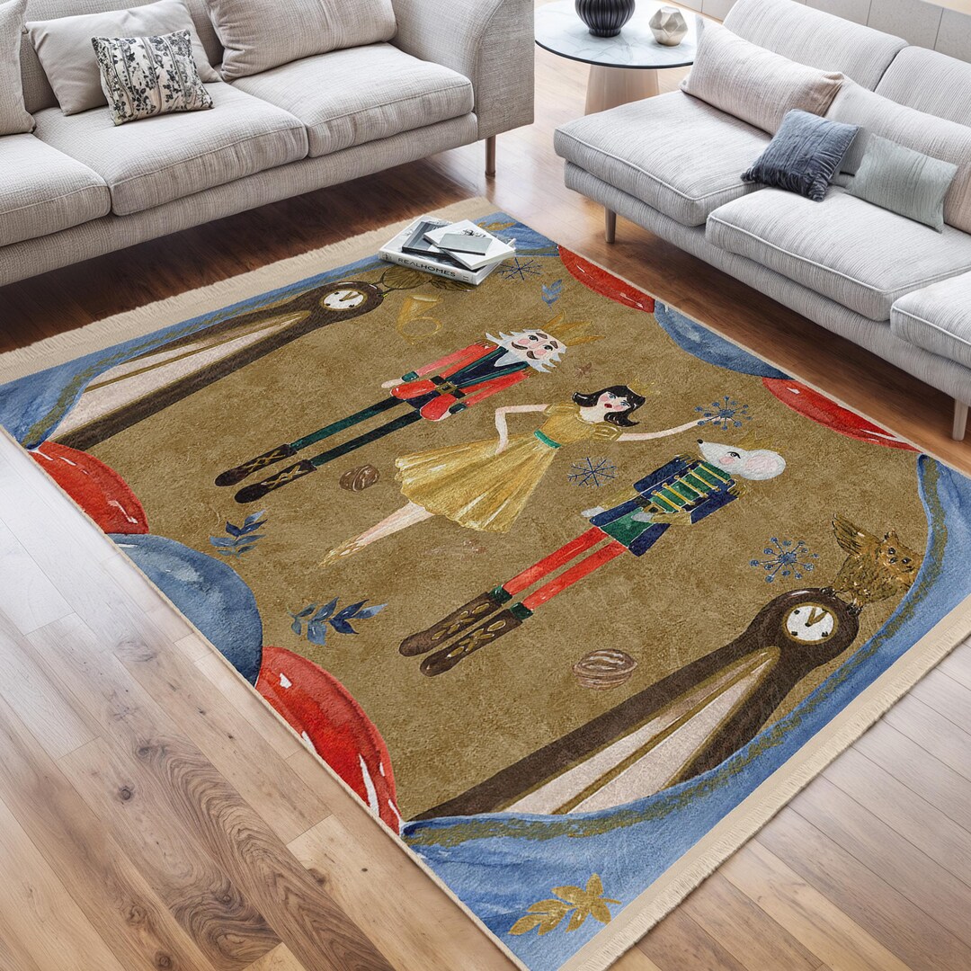 Anti-slip Nutcracker Rug|red and Blue Rugs|rectangle Christmas Rug|tin ...