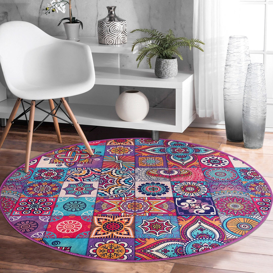 Best Round Yoga Mat|mandala Pattern Meditation Mat|floral Living Room ...