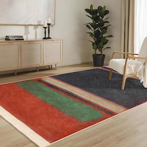Red and Green Rug|modern Art Living Room Rug|abstract Rug|watercolor ...