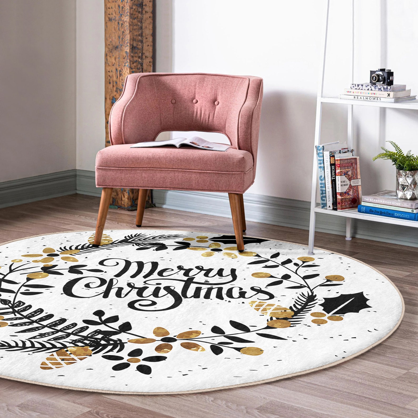 Mery Christmas Round Rugs|crowbar Pattern Red Christmas Rug|digital ...