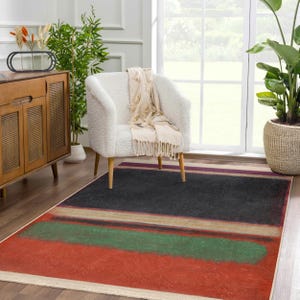 Red and Green Rug|modern Art Living Room Rug|abstract Rug|watercolor ...