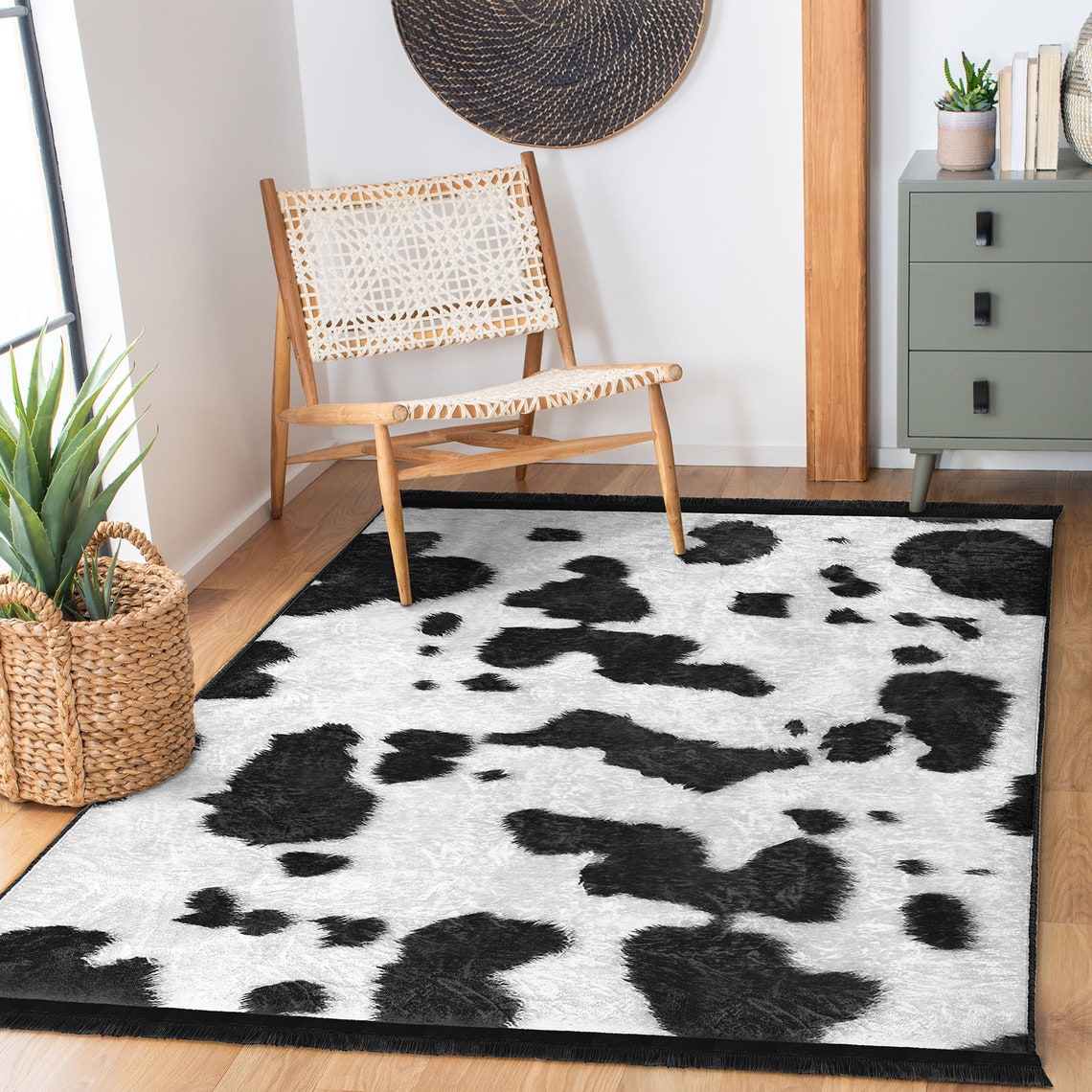 Dalmatian Print Rug|black and White Living Room Rug|anti-slip Luxury ...