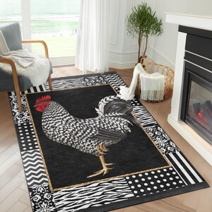 Country Rooster Rug |area Rug|anti-slip Rug|washable Rugs|farmhouse ...