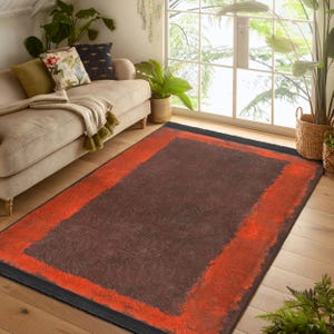 Rothko Brown and Orange Rug|rothko Style Area Rug|washable Kitchen Rug ...