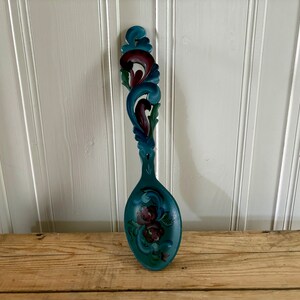 Vintage Wooden Big Carving Spoon Norwegian Folk Art Scandinavian Design ...
