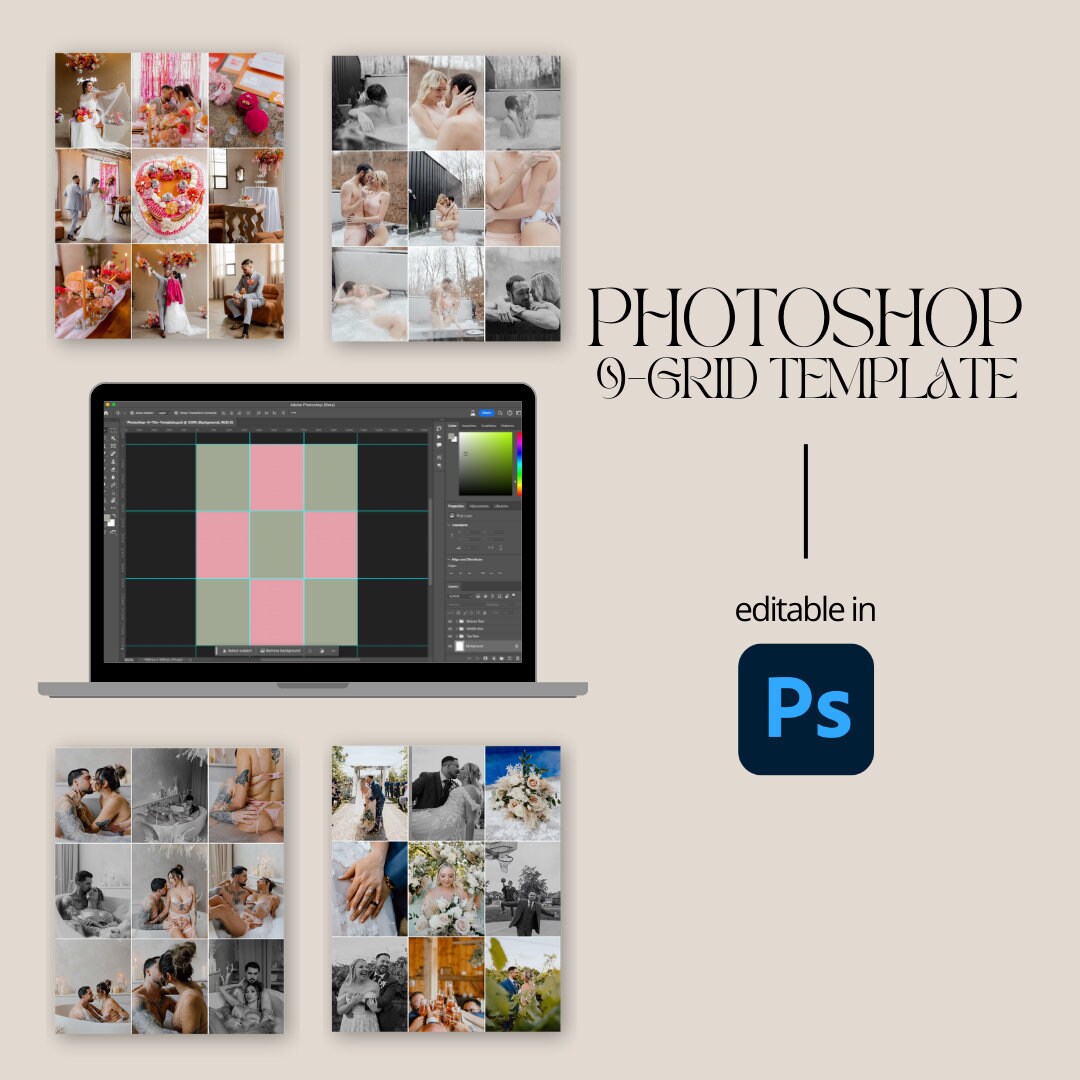Photography Template, Photoshop Template, Grid Template, Social Media ...