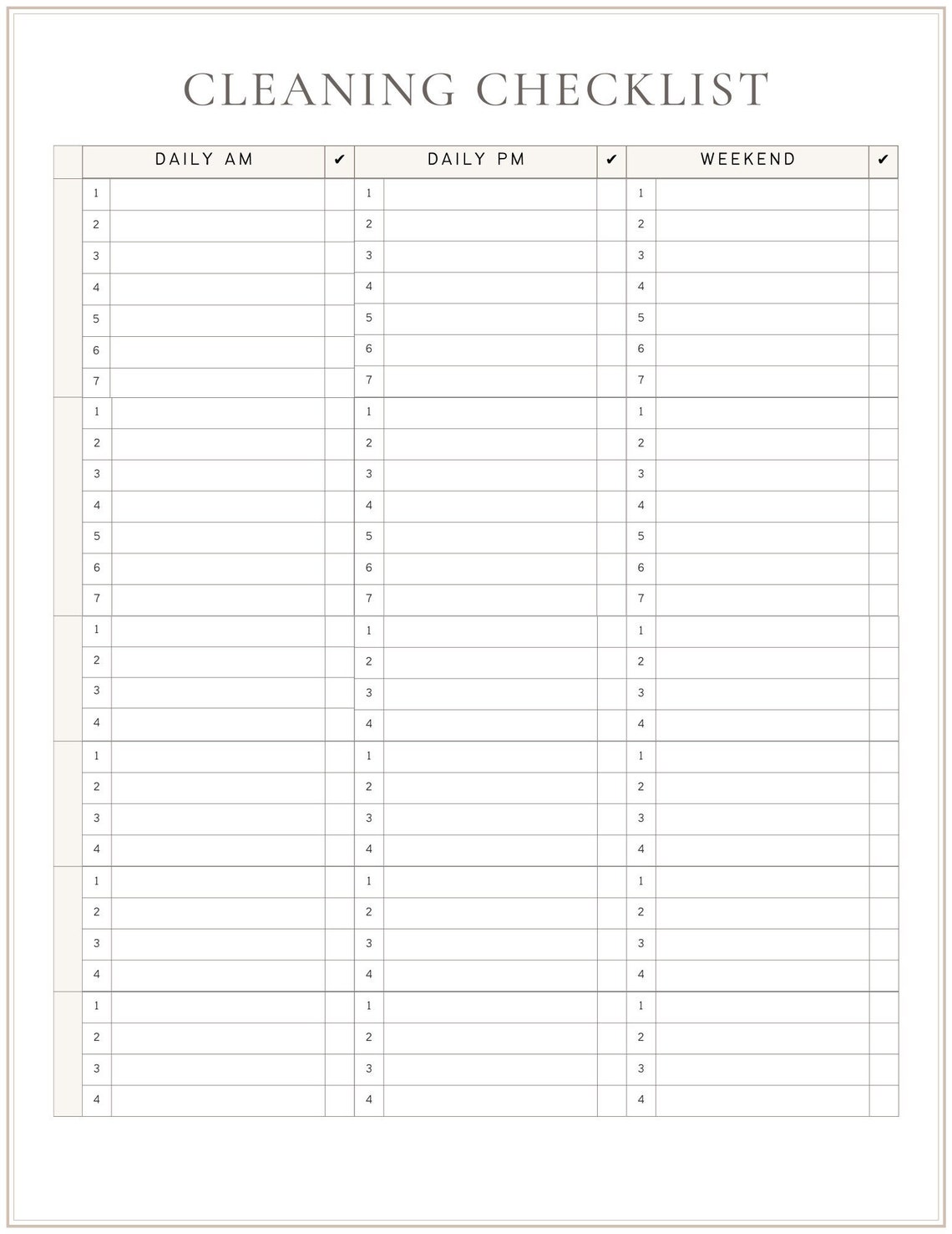 Minimalist Cleaning List, Printable, Digital Download, Planning - Etsy