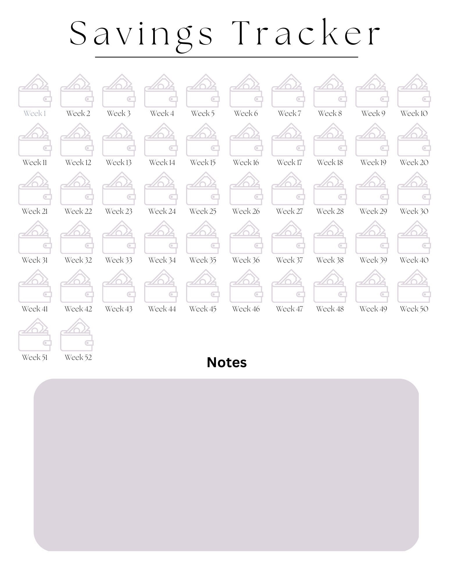 Weekly Savings Tracker, Digital Download, Planning, Money Saver ...