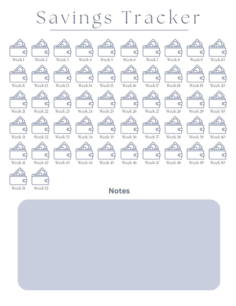 Weekly Savings Tracker, Digital Download, Planning, Money Saver ...