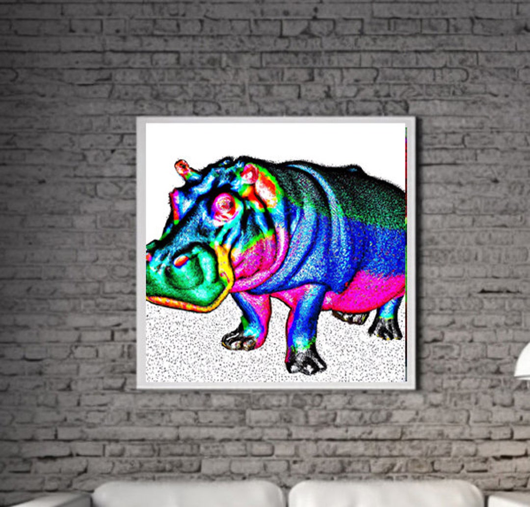 Modern Hippo PRINTABLE ART Hippo Print Download Hippo Poster Wild Life ...