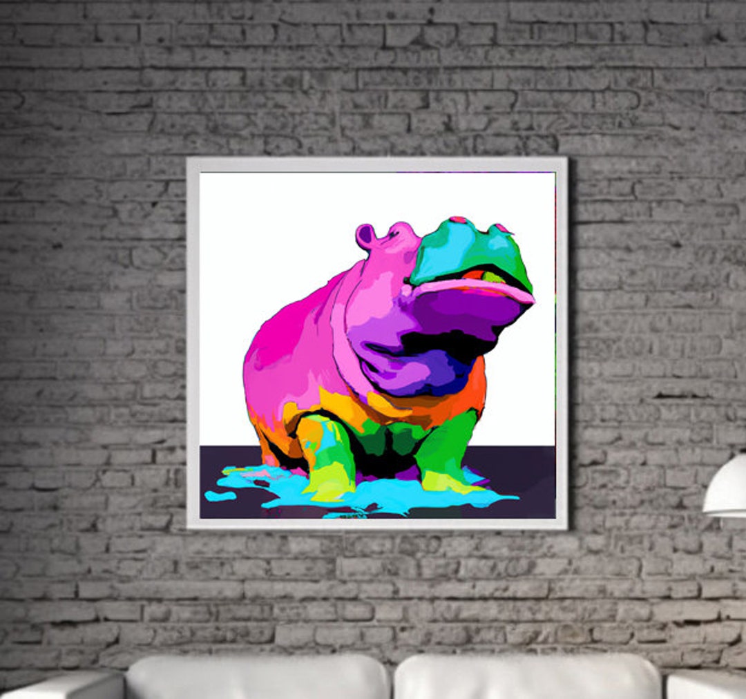 Modern Hippo PRINTABLE ART Hippo Print Download Hippo Poster Wild Life ...
