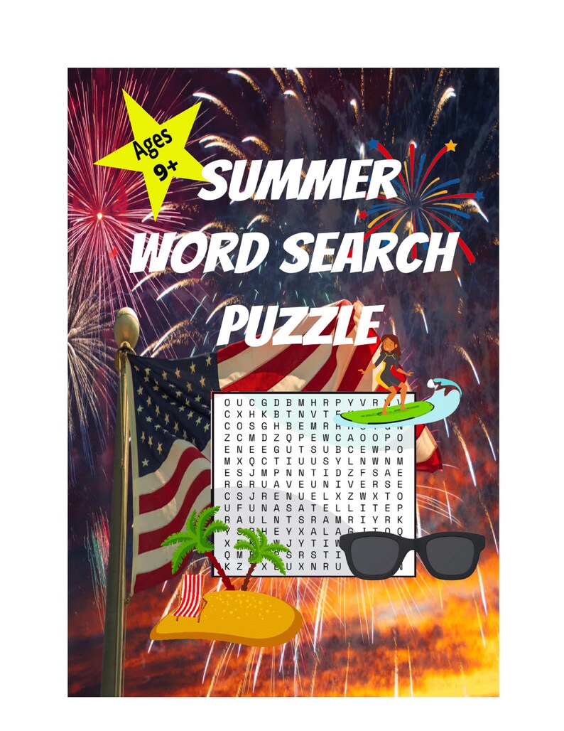Summer Word Search Puzzle - Etsy