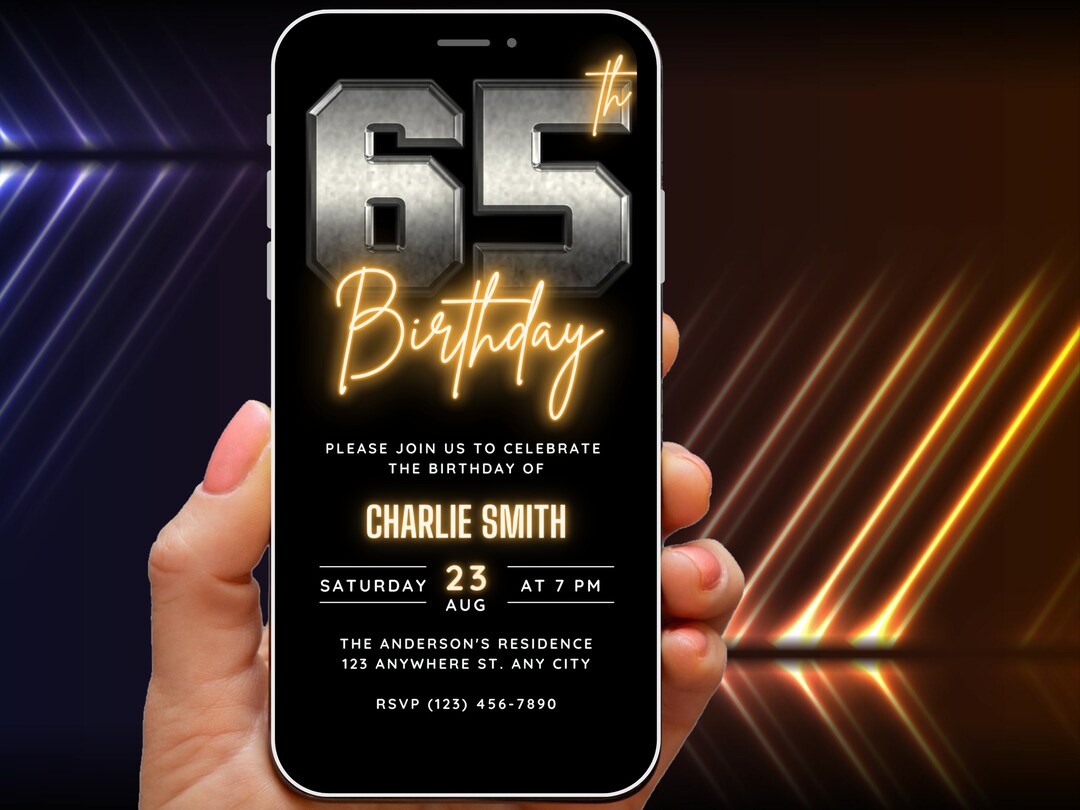 Mens 65th Birthday Invitation Template Download, 65th Birthday Invite ...