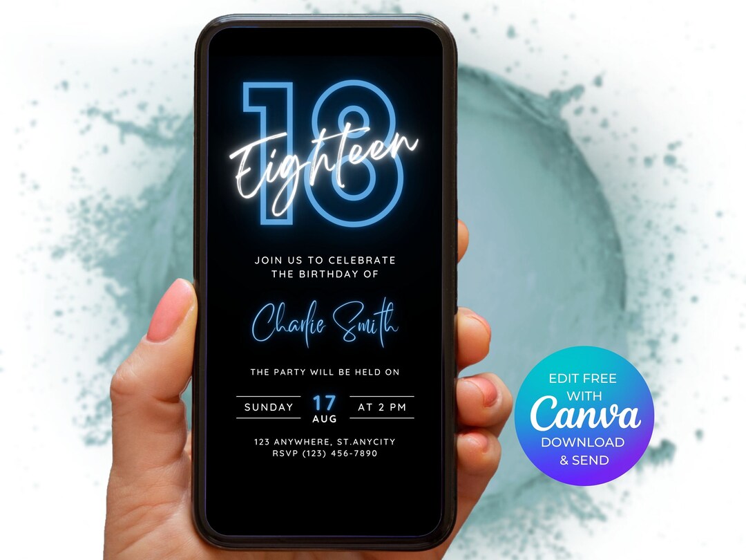 18th Birthday Invitation Template 18th Party Invite Editable - Etsy