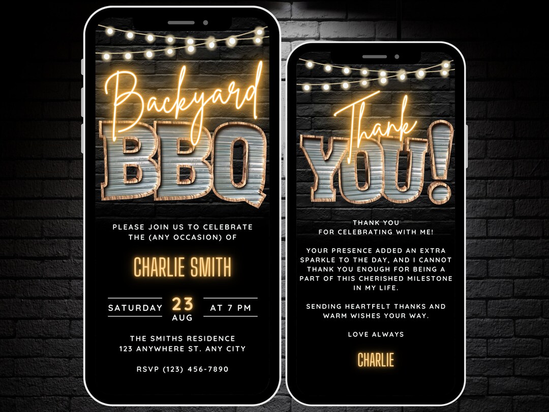 Digital Grill & Chill Backyard BBQ Party Invitation Template, Birthday ...