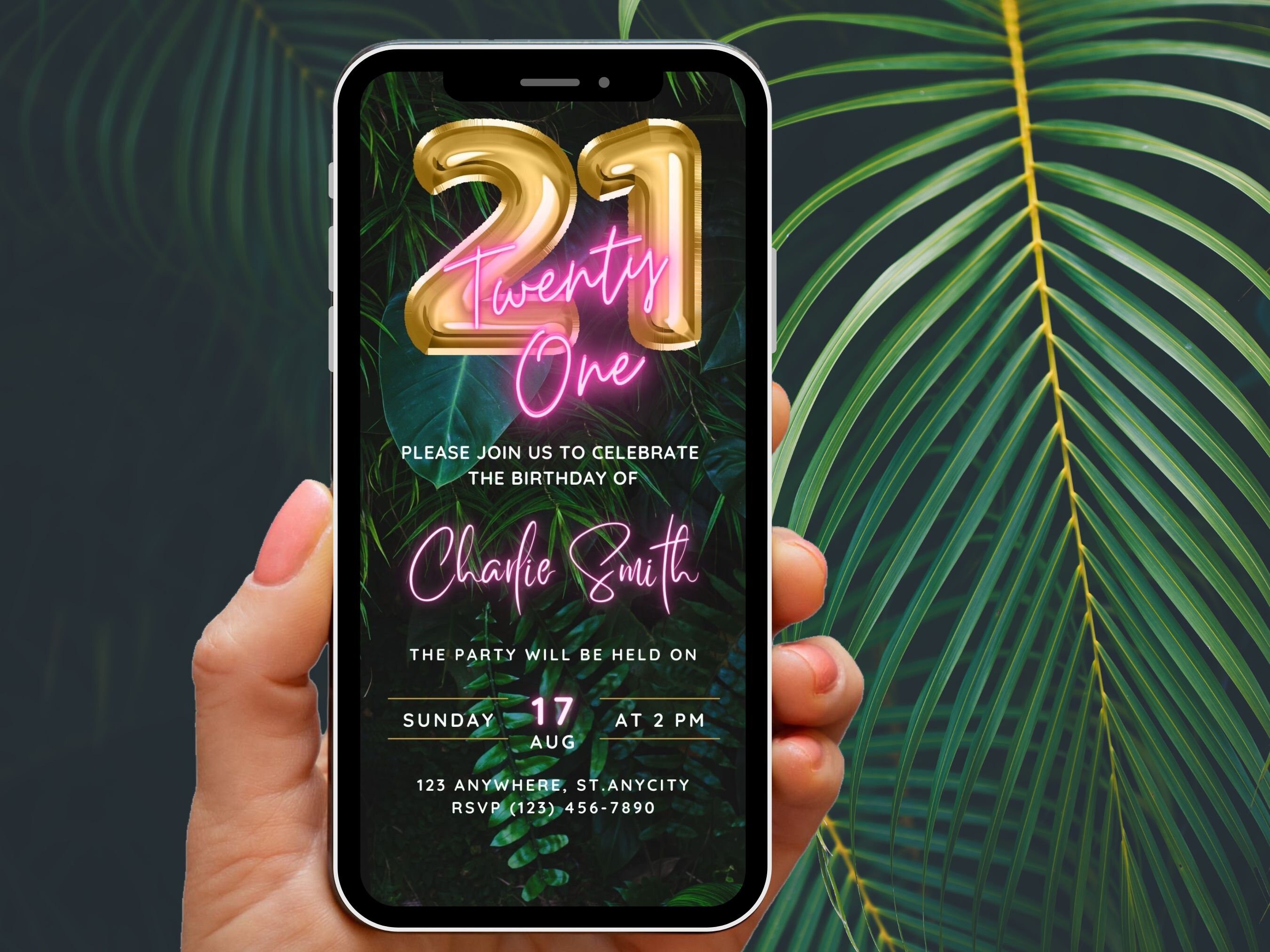 Digital Twenty One 21st Birthday Party Invitation Electronic - Etsy