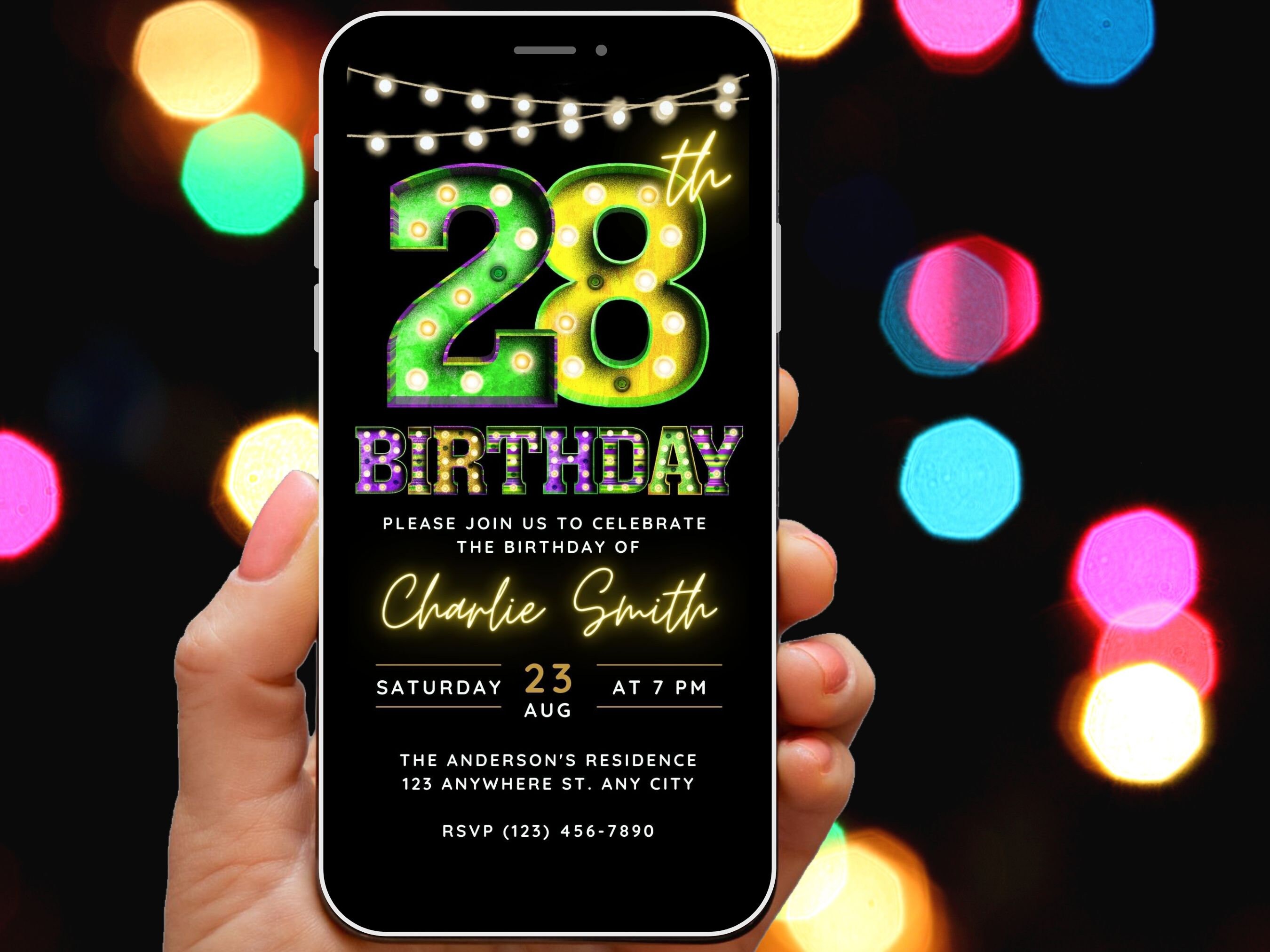 Editable 28th Birthday Invitation Template Digital Invite for - Etsy