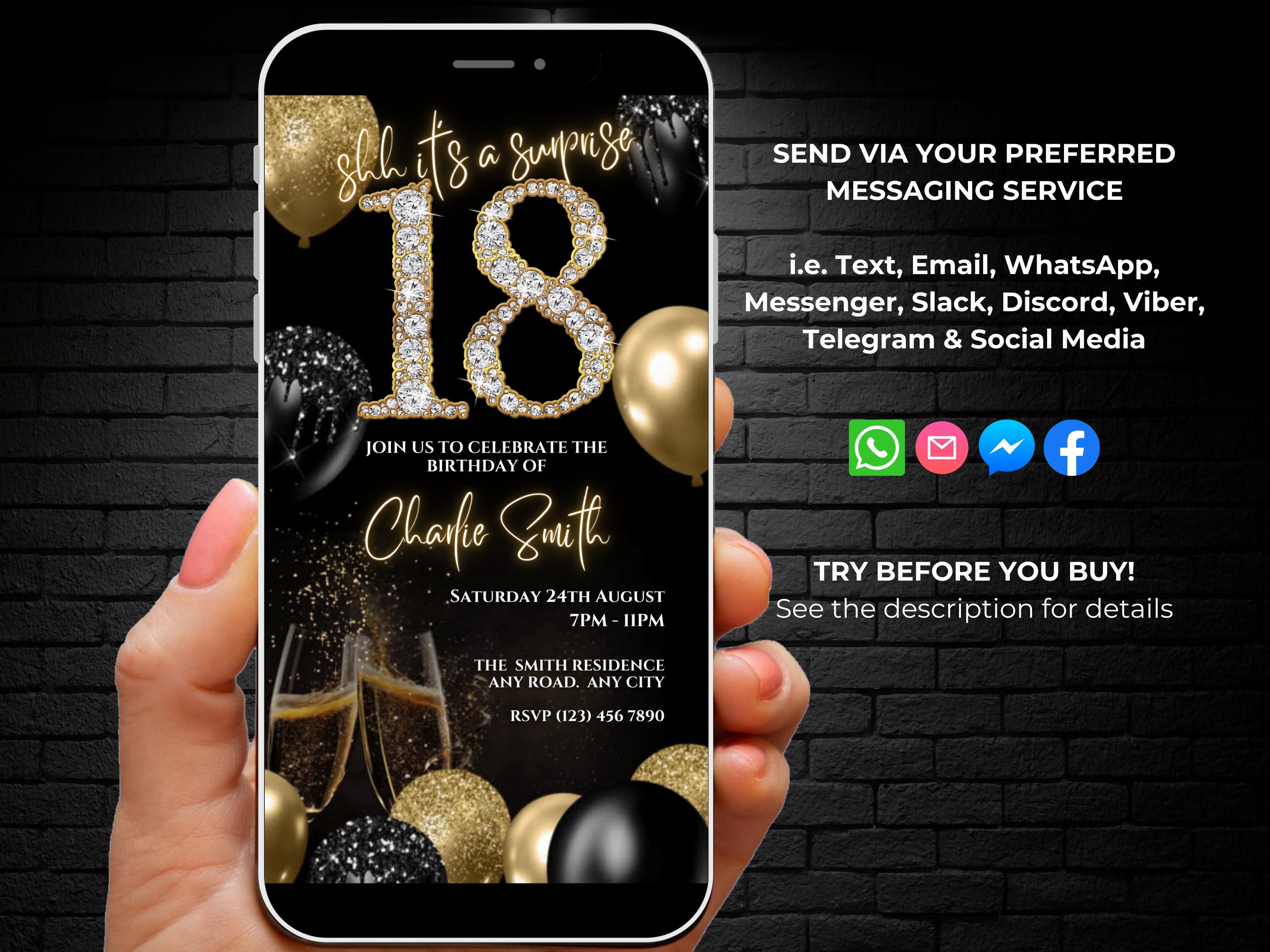 Girls Surprise 18th Birthday Invitation Template Download, 18th ...